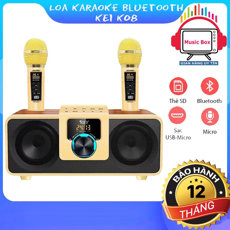 ( Tặng Kèm 2 Mic Không dây ) Loa karaoke bluetooth KEI K08, Sạc pin cho ...
