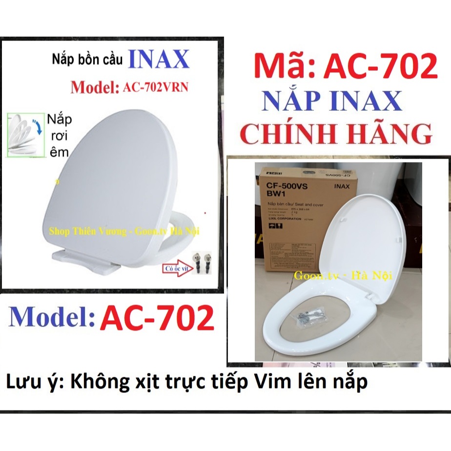 Nắp bồn cầu inax T702VR, AC-702VRN, C-702VRN, Là nắp thay thế, có chính ...