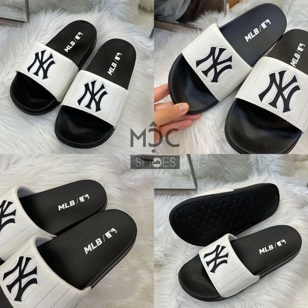 [Chính Hãng] Dép Mlb SLIDERS - Đen Quai Trắng - CODE: 32SHH2011-50W ...