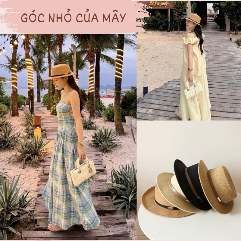 (Góc nhỏ của Mây - ORDER) Mũ cói tag da trendy GNCM | Shopee Việt Nam