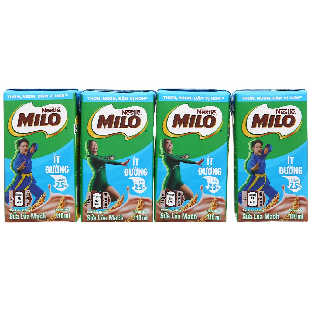 Milo nước 110ml*4 ít đường - Hàng chính hãng | Shopee Việt Nam