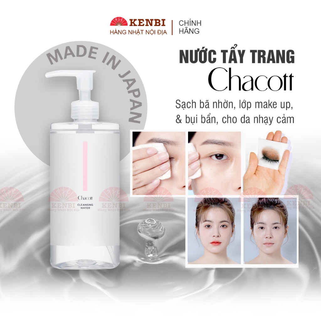 Nước Tẩy trang Chacott Cleansing Water 500ml Nhật Bản công thức 3in1 sạch sâu dành cho da nhạy ...