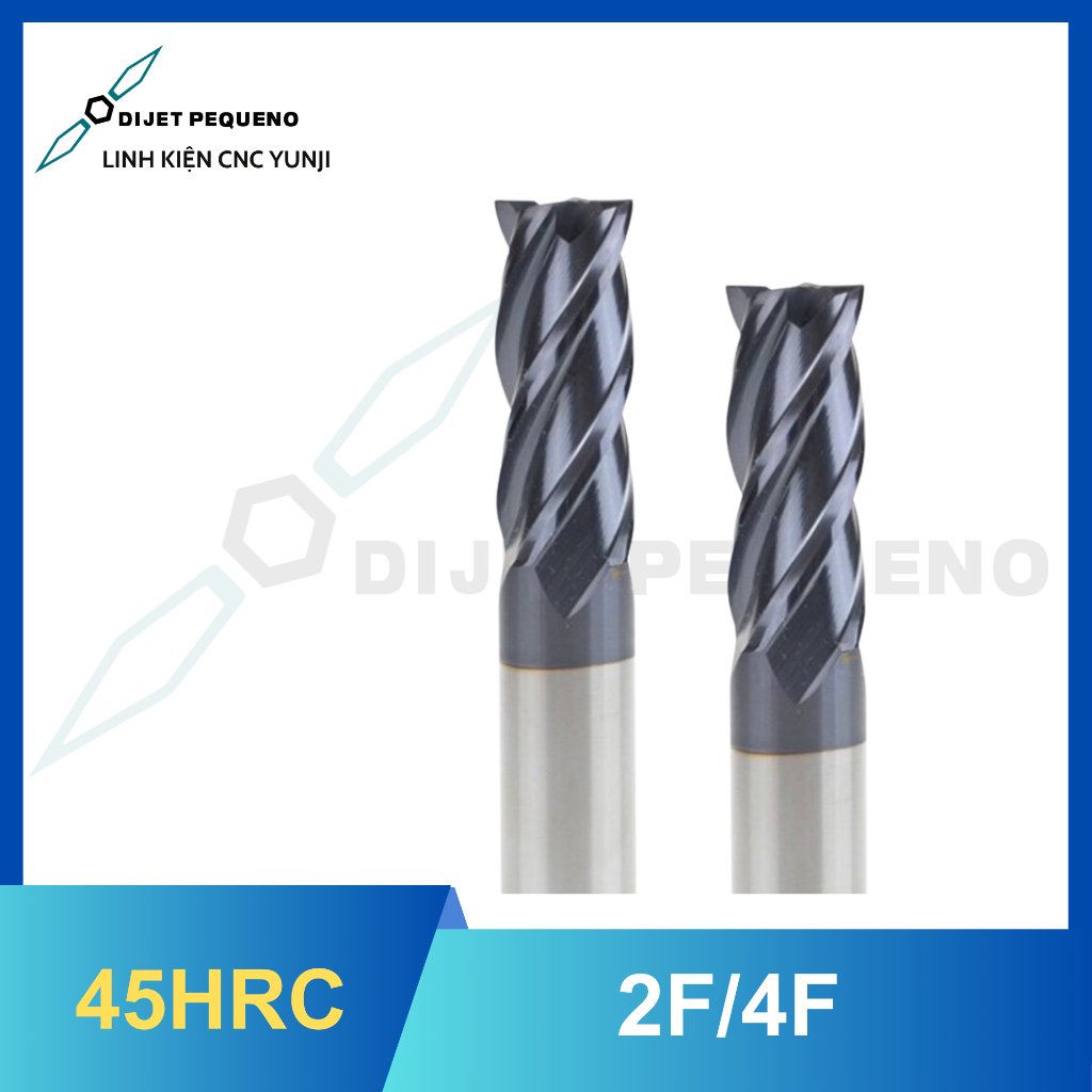 Dao phay ngón [D5-D5.5] 2F-3F-4F 45HRC gia công nhôm, gang, thép, chất liệu hợp kim phủ nano đen ...