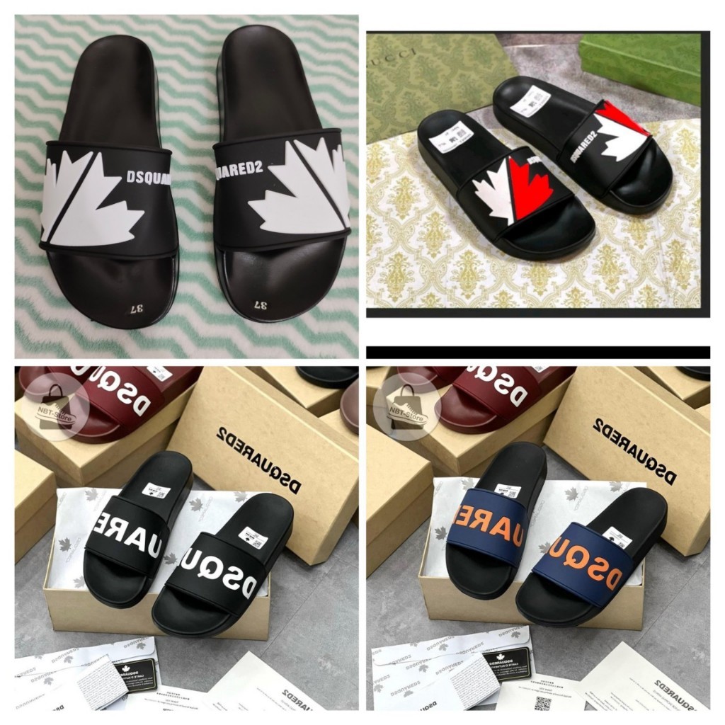 Dép Nam Quai Ngang Unisex DSQ 2 bản mới nhất logo lá phong | Shopee Việt Nam