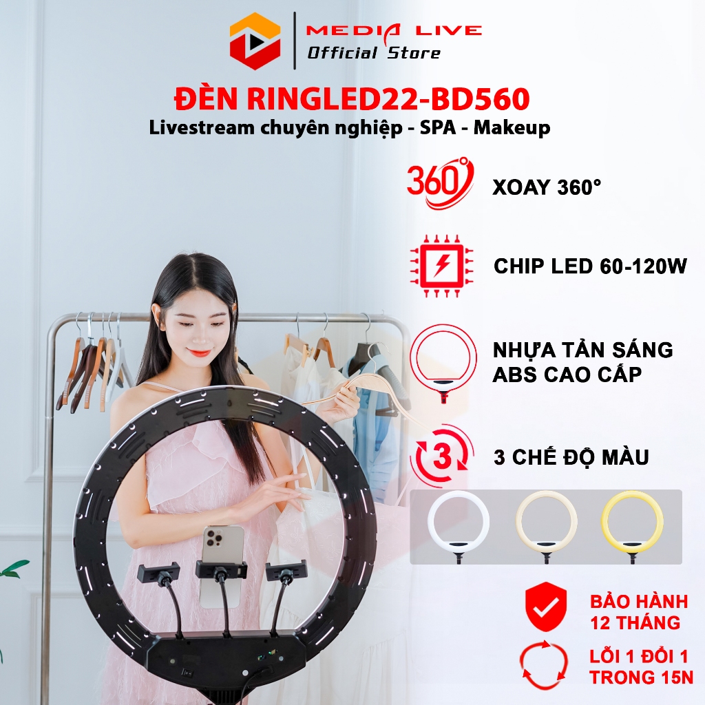 Đèn Livestream 56cm RL22-BD560 cao cấp chụp ảnh quay video bán hàng ...