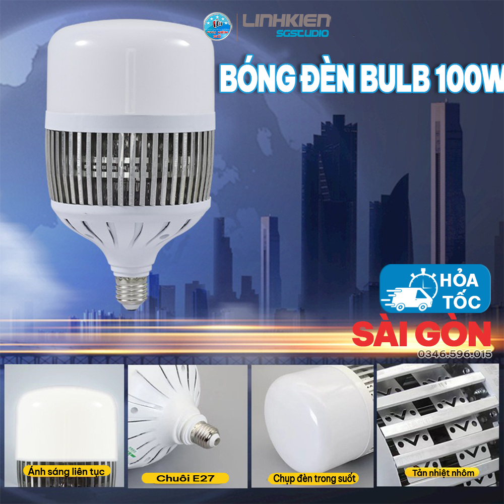 Bóng đèn LED Bulb 100W nhôm tản nhiệt công suất cao chuôi xoáy E27 ...