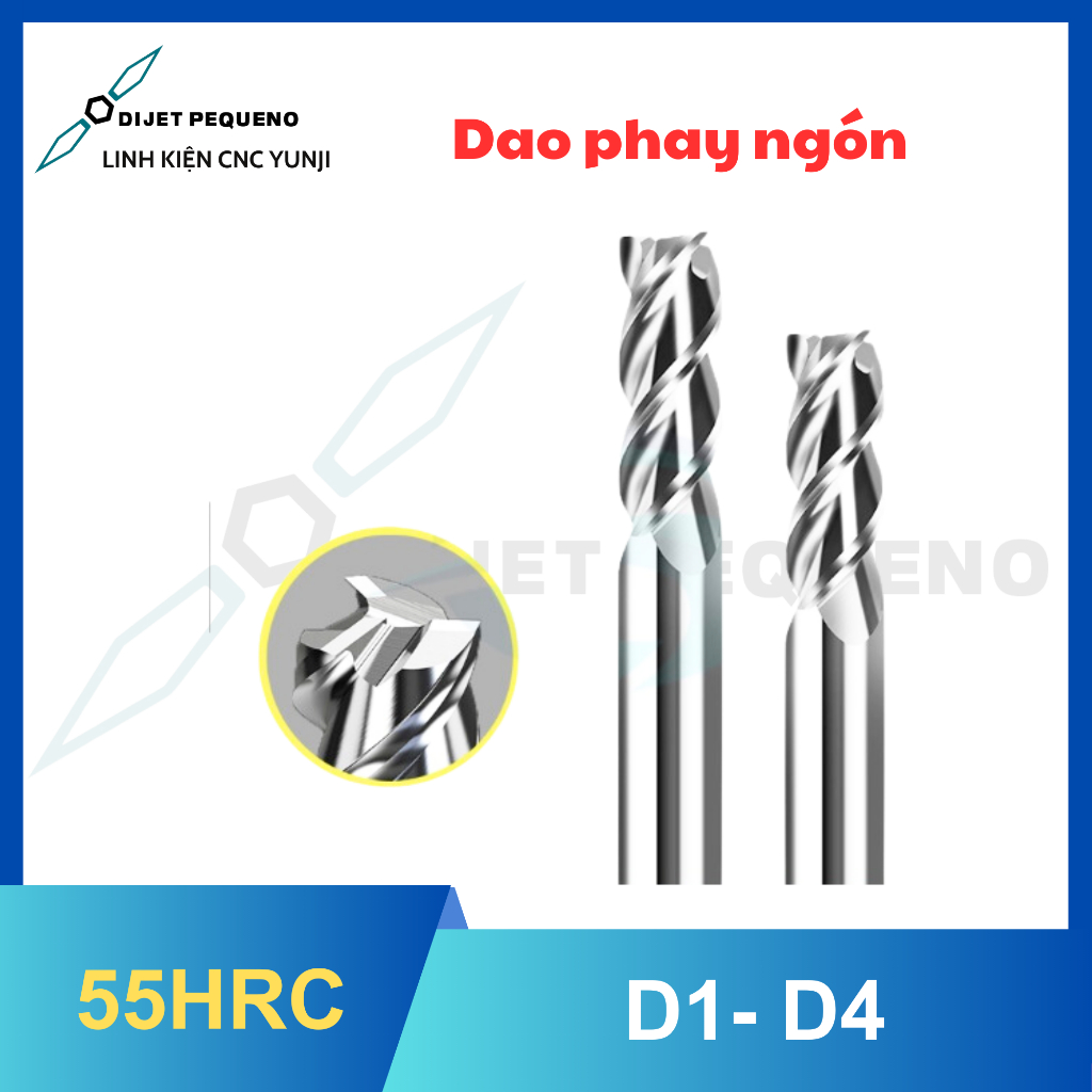 [D1 - D4] Dao phay ngón gia công nhôm 3 lưỡi độ cứng 55HRC | Shopee Việt Nam