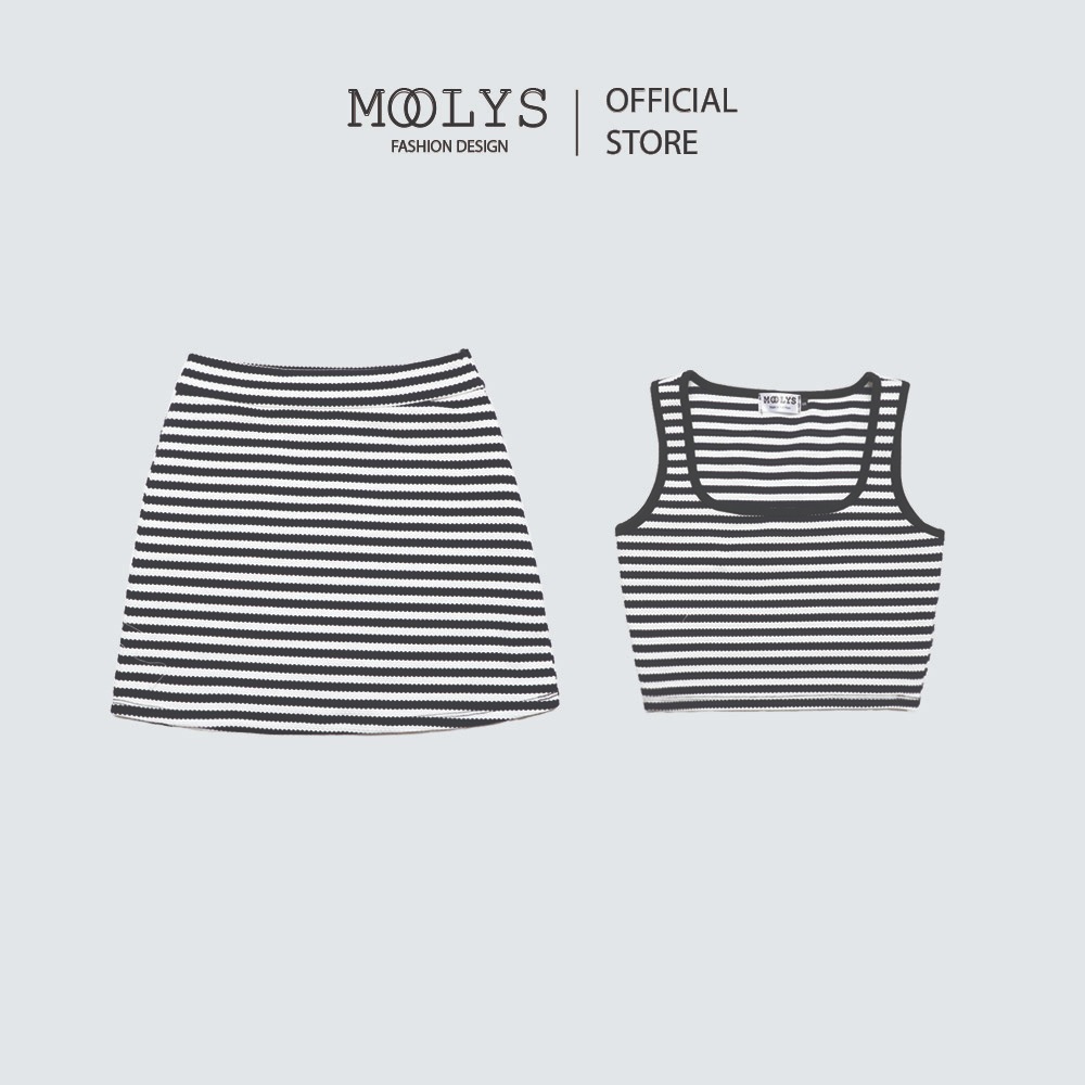 Set váy sọc basic dễ thương MOOLYS MD035 | Shopee Việt Nam