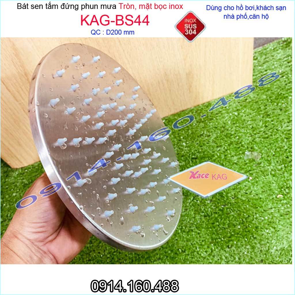 Bát sen tắm đứng tròn 20x20 cm KAG-BS44, đầu sen phun mưa màu inox bóng tia nước mạnh phun đều ...