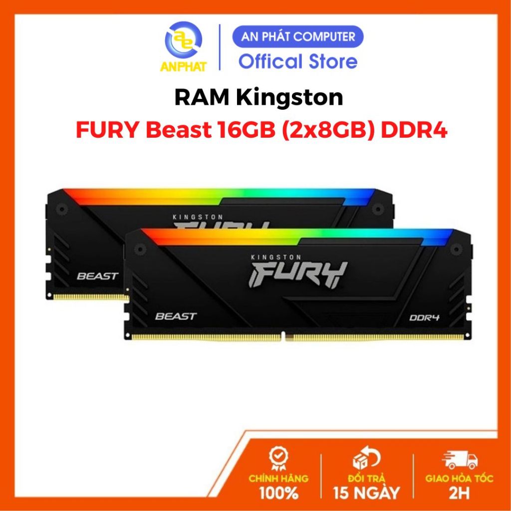 RAM Kingston FURY Beast RGB 16GB (2x8GB) DDR4 3200MHz / 3600Mhz (KF432C16BB2AK2/16) - hàng chính ...