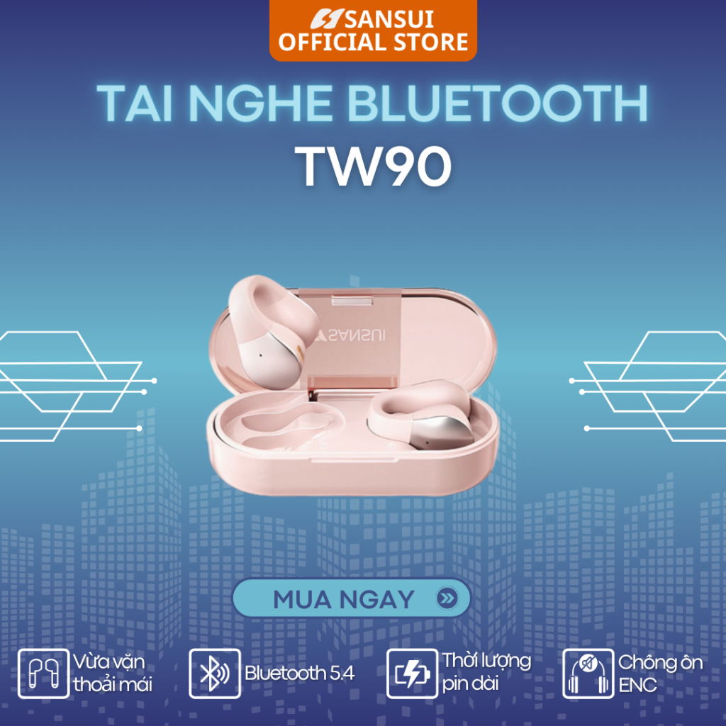 Tai Nghe Bluetooth 5.4 Kẹp Tai TW90 Tai Nghe Thể Thao Không Rơi Không ...