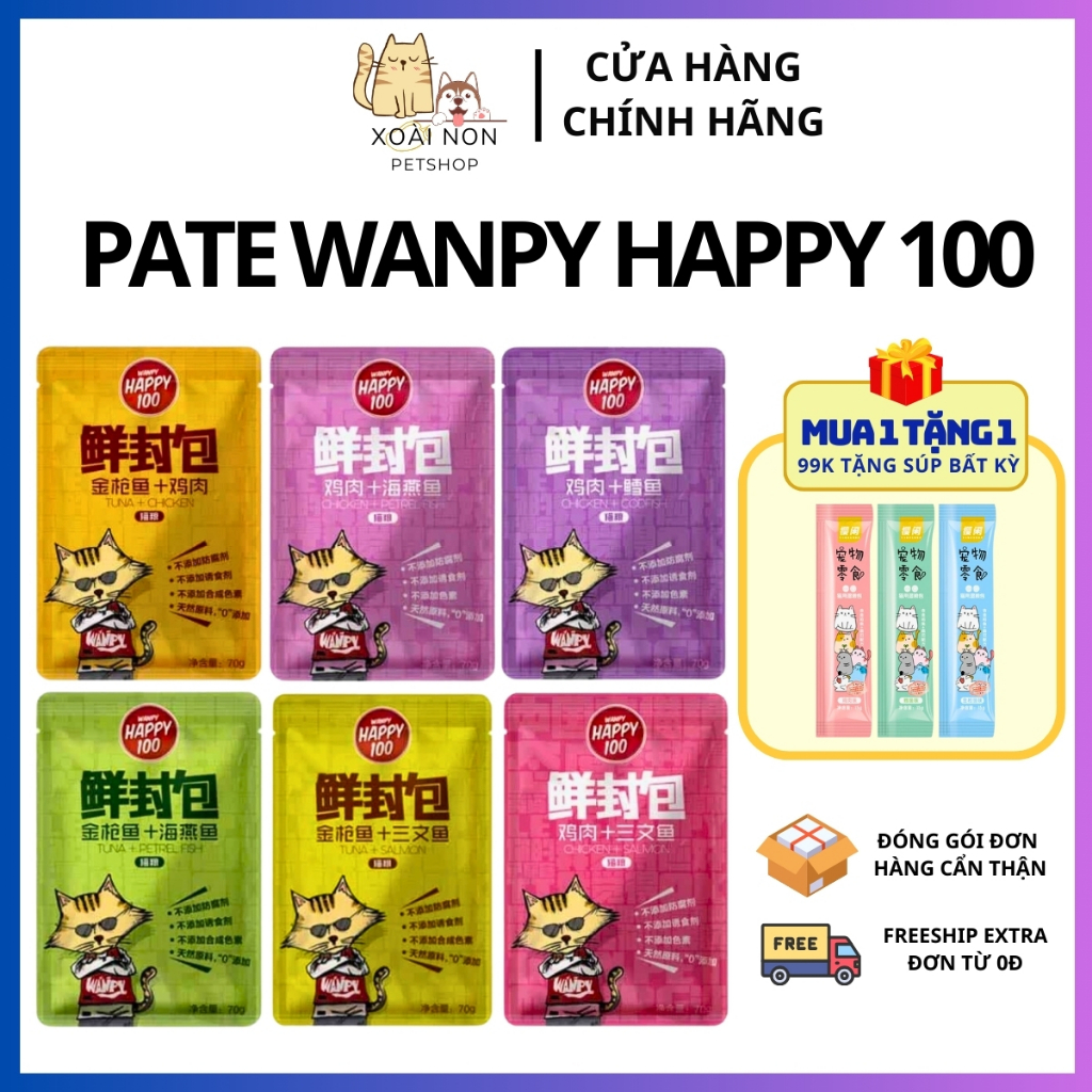Gói Pate Wanpy Happy Hoàn Toàn Tự Nhiên Dành Cho Mèo Mọi Lứa Tuổi Gói ...