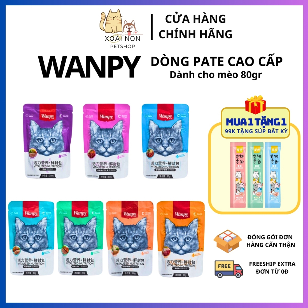 Pate Wanpy Dành Cho Mèo Gói 80G - Pate Gói 80G Đủ Vị Siêu Thơm Ngon Và ...