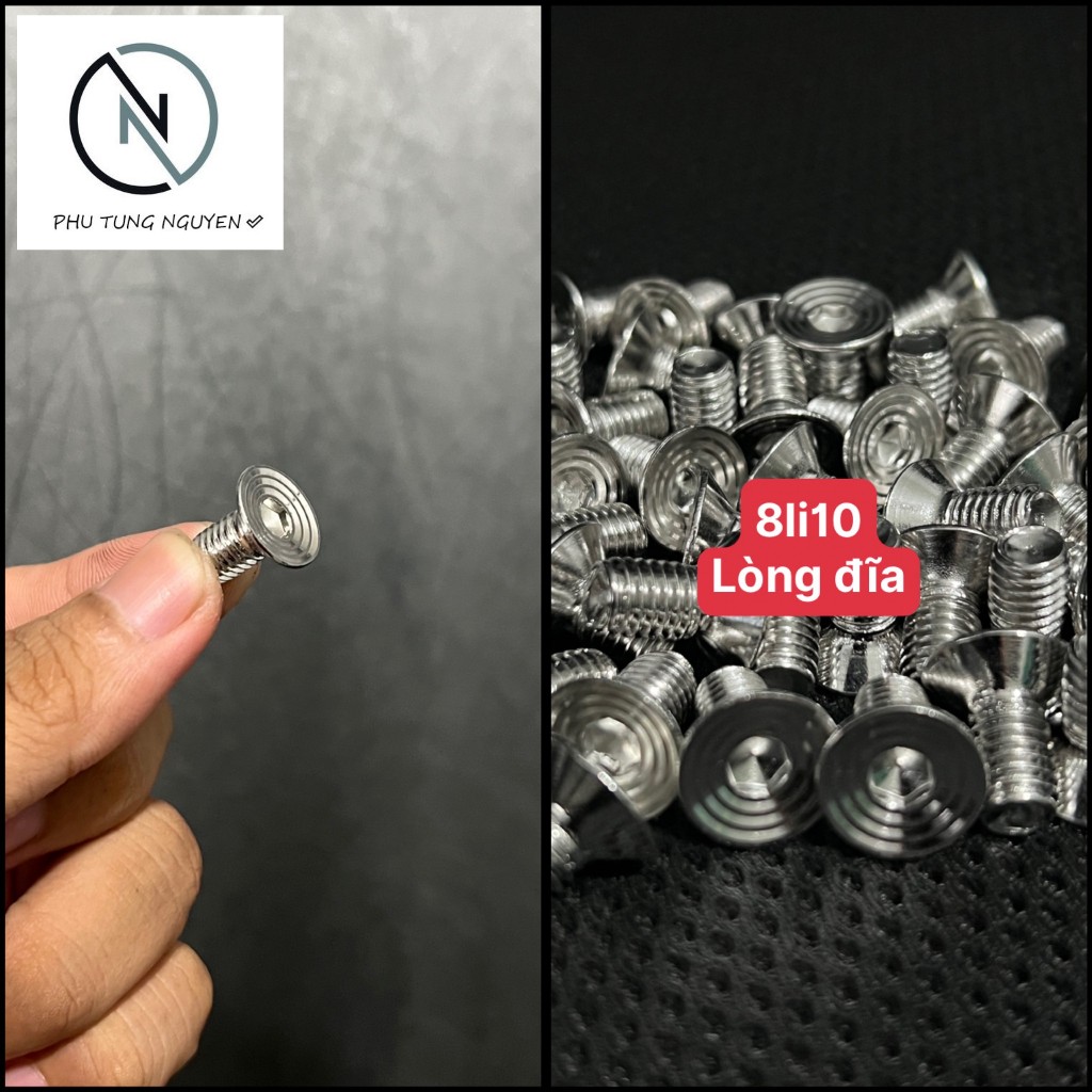 Ốc inox 304 đầu âm 8li15 gắn lòng đĩa nhiều dòng xe máy (giá 1 con ...