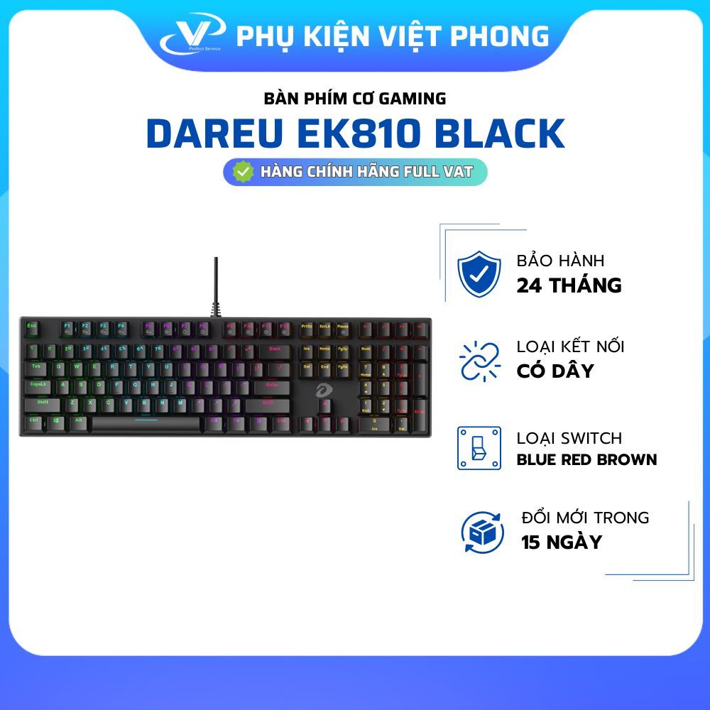 BÀN PHÍM CƠ GAMING DAREU EK810 MULTI-LED BLACK [HÀNG FULL VAT] | Shopee ...