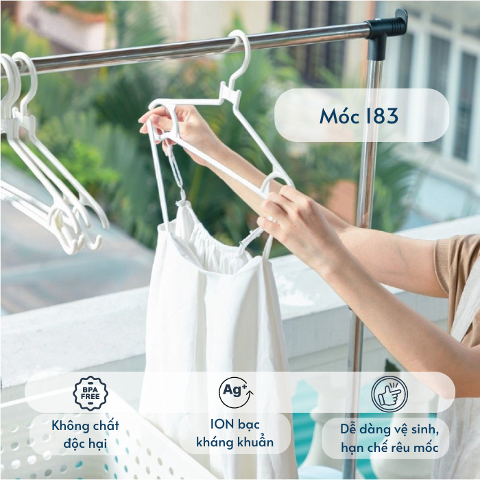 Set 10 móc áo treo áo quần người lớn tiêu chuẩn Nhật, tiện dụng, đa ...