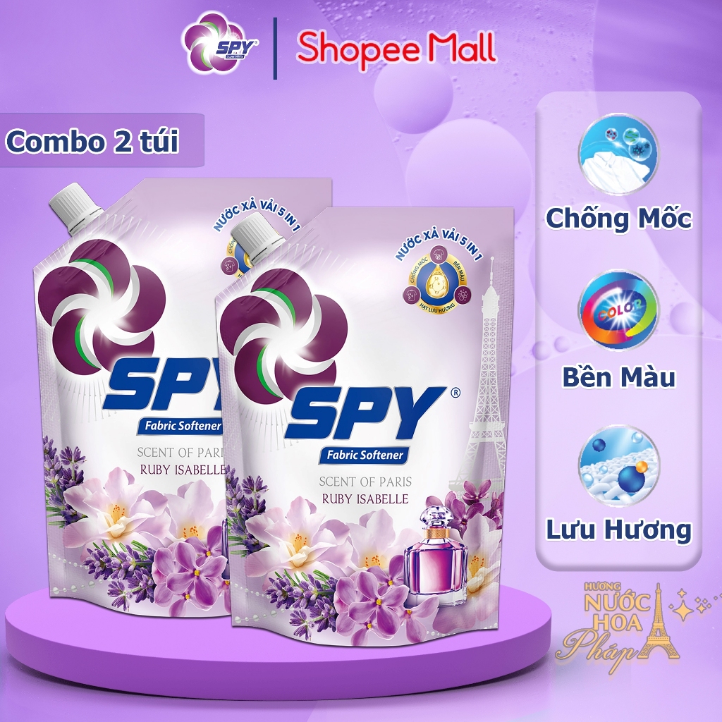 (New) Combo 2 túi nước xả vải SPY hương Ruby Isabelle 1200ml chống mốc ...