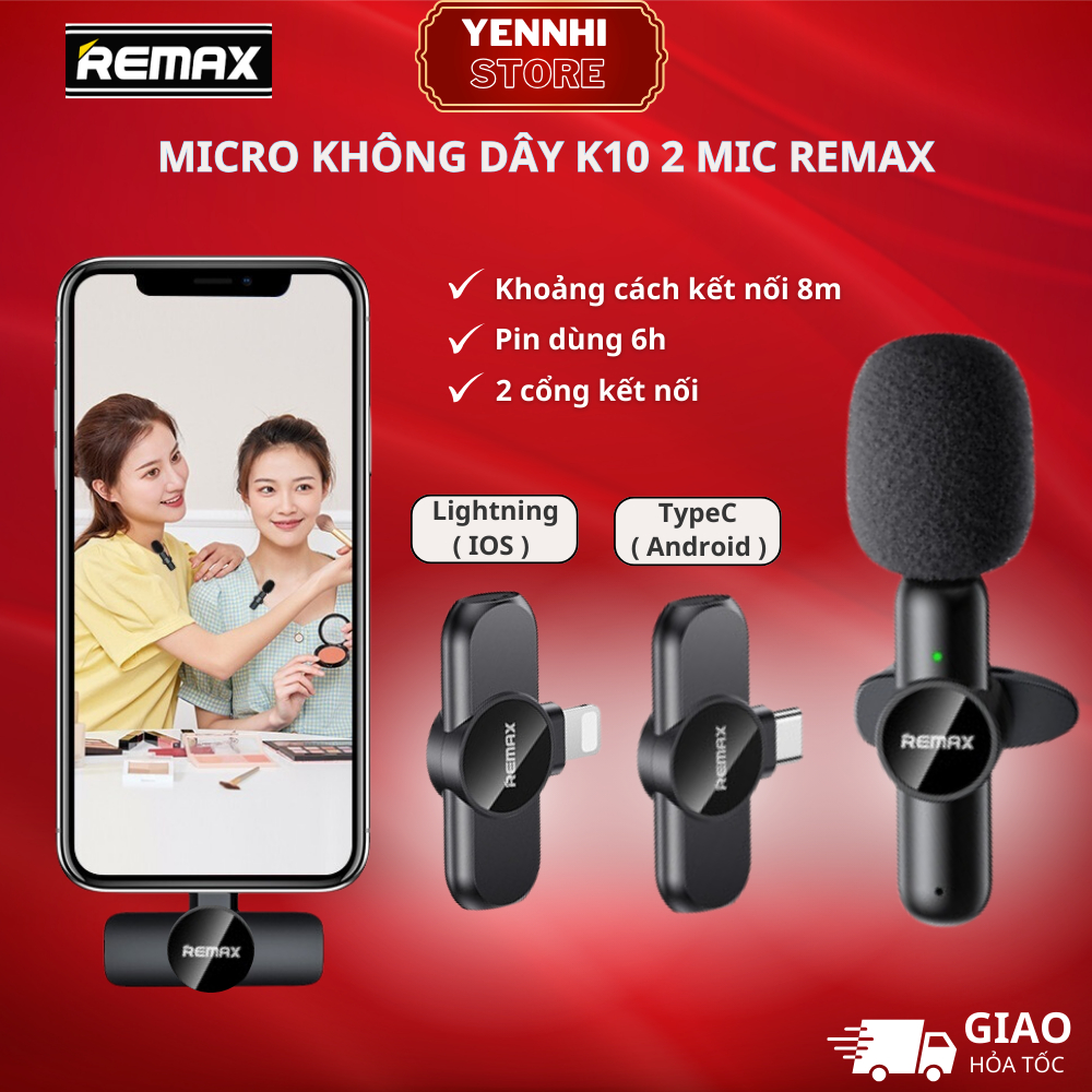 Micro Không Dây Remax K09 Chính Hãng,Hỗ Trợ Livestream,Chất Lượng Lọc Tiếng Ồn Tốt,Kết Nối ...