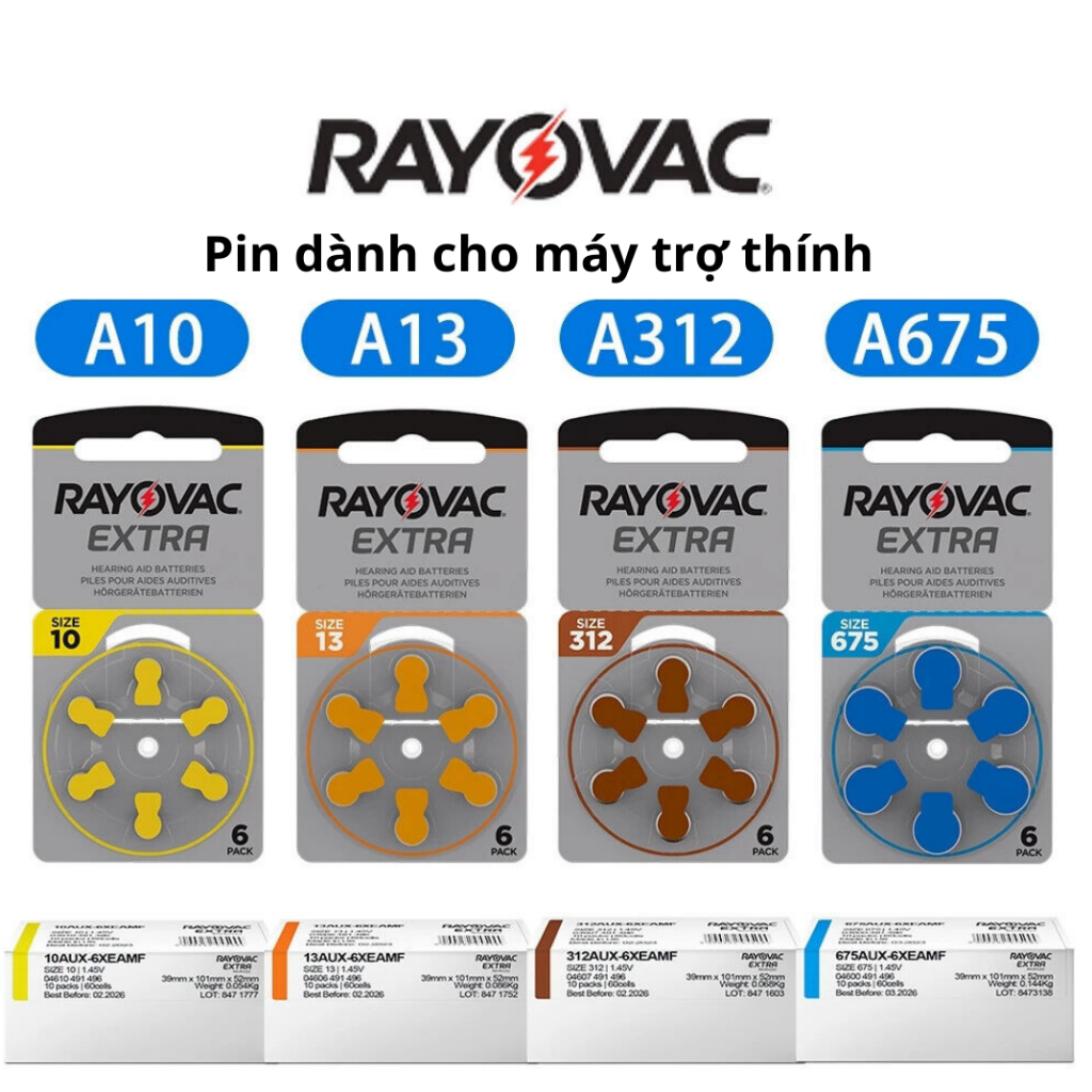 Pin Máy Trợ Thính Máy Điếc RAYOVAC EXTRA PR41 A312 312 PR44 A675 675 PR48 A13 13 PR70 A10 10 ...