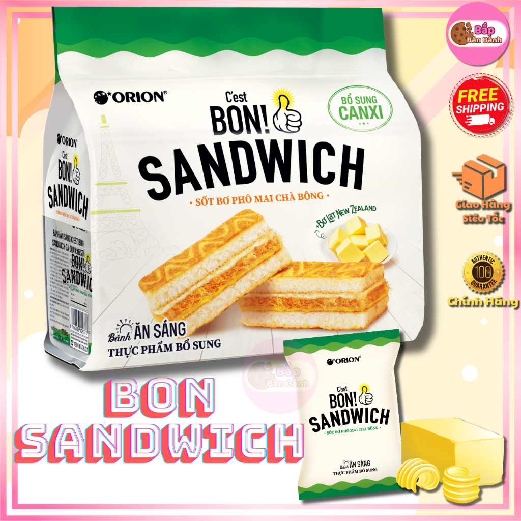 Bánh Ăn Sáng C'est Bon Sandwich Sốt Bơ Phô Mai Chà Bông Orion - Bánh ...