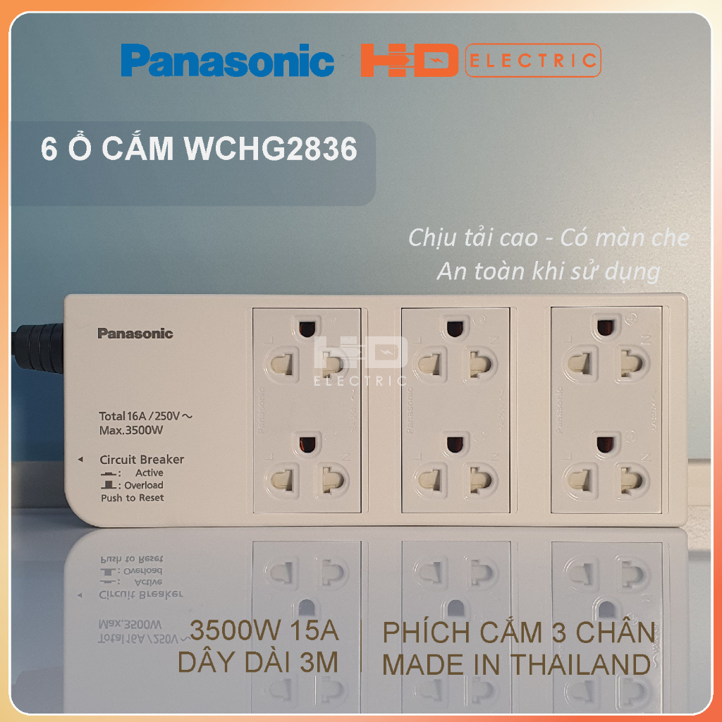 Ổ cắm có dây Panasonic WCHG24332W WCHG243322W 2500W WCHG2836 WCHG28352 ...
