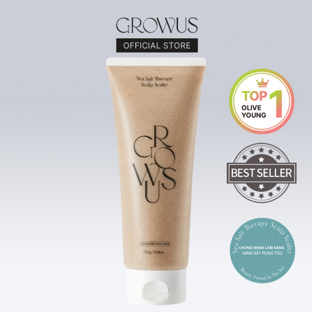 Tẩy tế bào chết da đầu muối biển giảm gàu nhờn [Growus Sea Salt Therapy Scalp Scaler] | Shopee ...