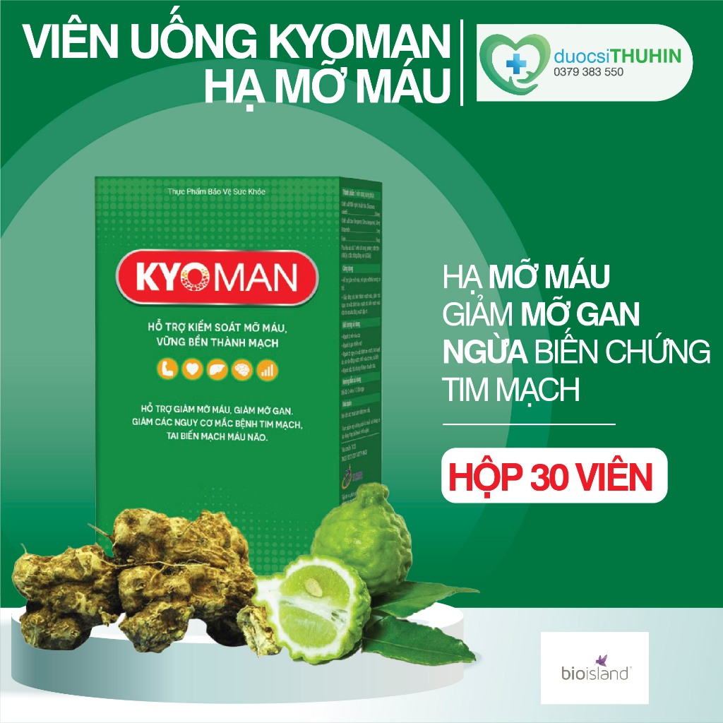 Viên Uống Giảm Mỡ Máu KYOMAN, Hạ Mỡ Gan, Ngăn Ngừa Biến Chứng Tim Mạch ...