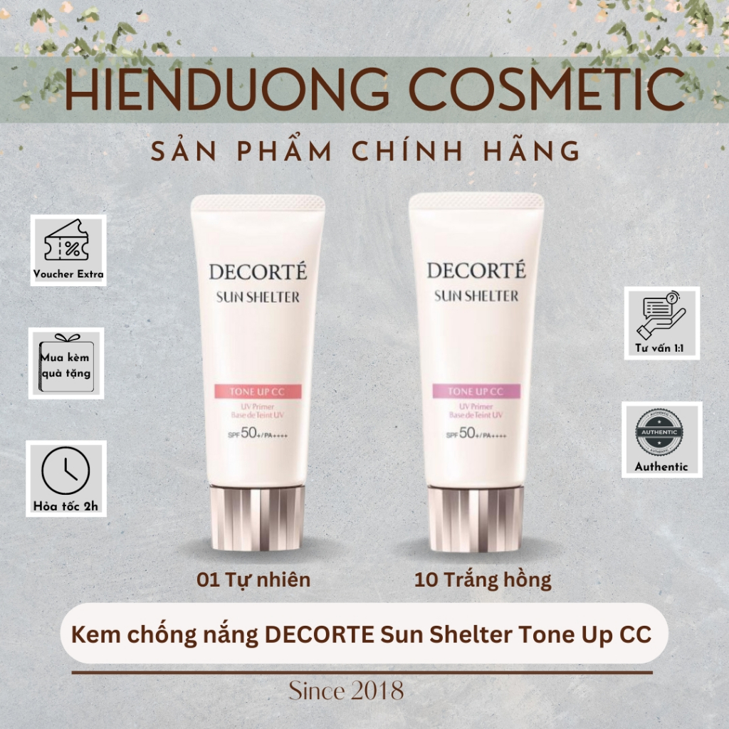[Fullsize 32ml] Kem chống nắng DECORTE Sun Shelter Tone Up CC SPF 50+/ PA++++ | Shopee Việt Nam