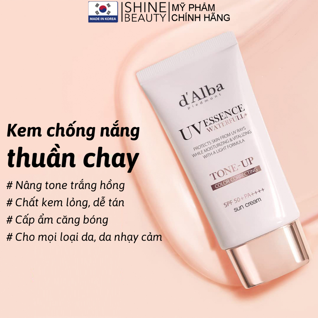 Kem chống nắng nâng tone d'Alba hồng Waterfull Tone-up thuần chay cho mọi loại da, da nhạy cảm ...