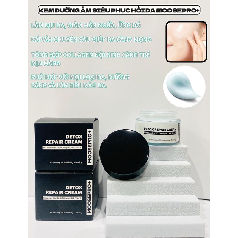 Kem dưỡng moosepro+ detox repair cream 50g hạn 2027 (bản mới nhất nâng ...