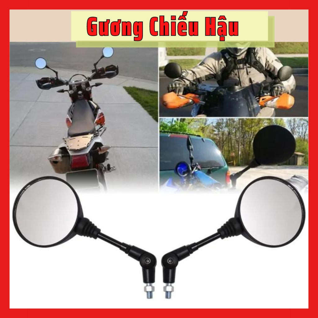 Gương chiếu hậu xe máy Tracker kiểu tròn chân ren thuận 10 ly gắn nhiều ...