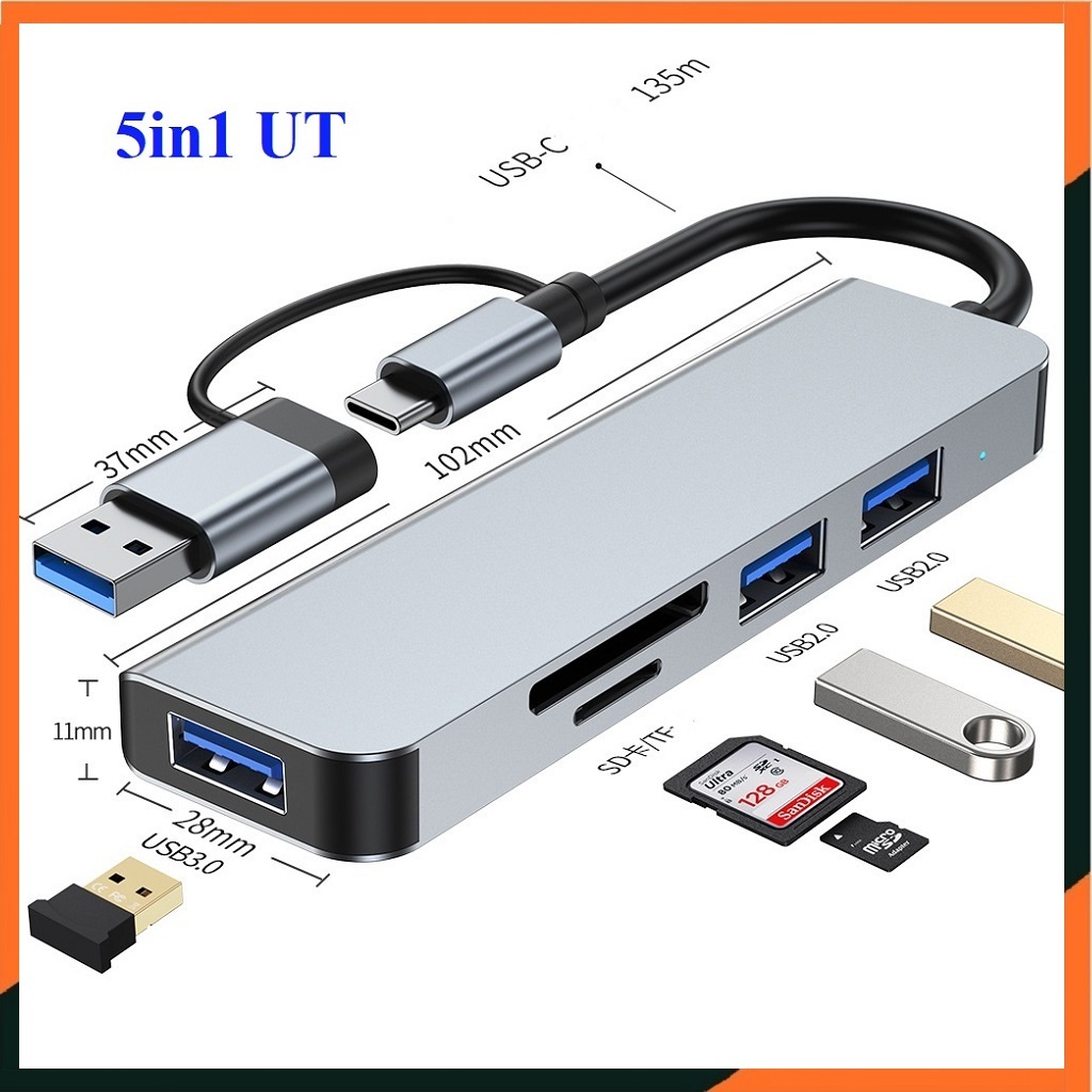 HUB Type C và HUB USB 3.0 Tốc Độ Cao 4in1, 5in1, 6in1, 7in1, 8in1 To USB, HDMI, TF, SD, LAN ...
