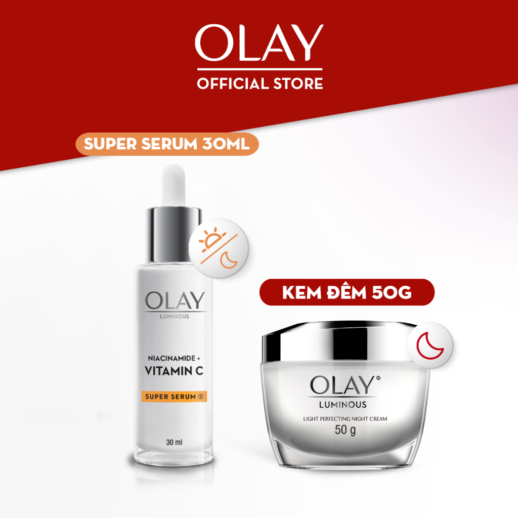 Combo 2: Kem Dưỡng Ẩm Ban Đêm OLAY Luminous + Super Serum OLAY Luminous ...
