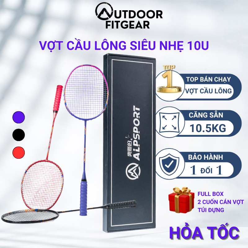 Vợt cầu lông 10U SIÊU NHẸ ALP GJ 25-32LBS 100% Sợi Full Carbon Outdoor ...