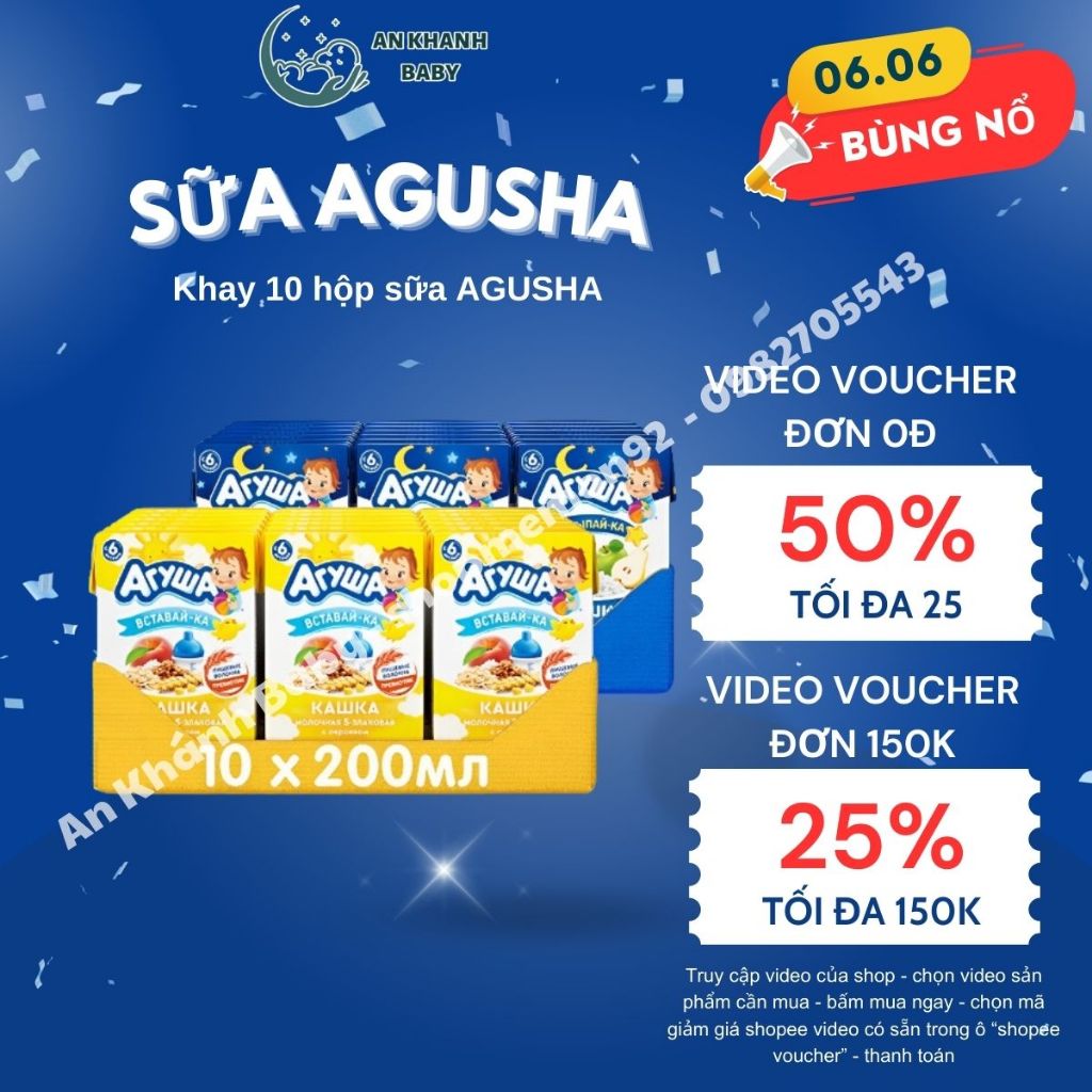 Khay 10 hộp Sữa AGUSHA date t8/2024 | Shopee Việt Nam