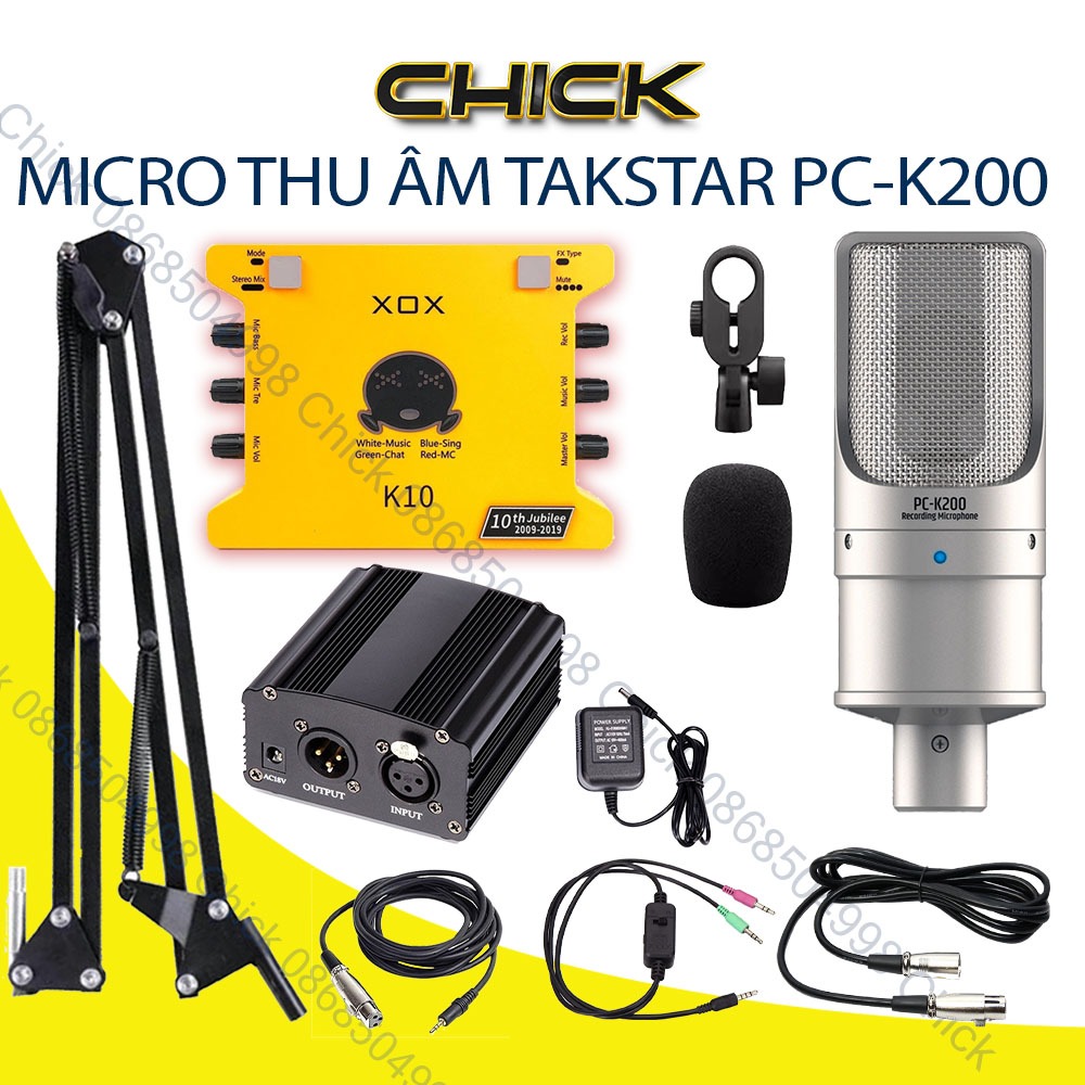 Combo Mic Thu Âm TAKSTAR PC K200, Sound card K10, Micro Chuyên Nghiệp ...