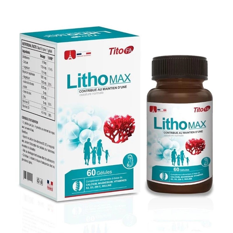 Viên uống LithoMax Titofa - Bổ sung canxi hữu cơ từ tảo biển đỏ (Lọ 60 ...