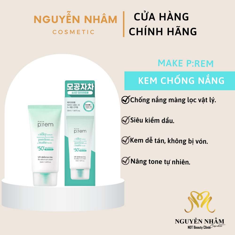 Make Prem Kem chống nắng vật lý kiềm dầu MAKEPREM UV DEFENSE ME NO SEBUM SUN CREAM 50ml/40ML ...