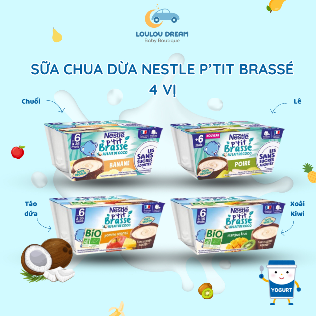 Sữa chua dừa Nestle Ptit Brasse nội địa Pháp cho bé dị ứng đạm bò ...