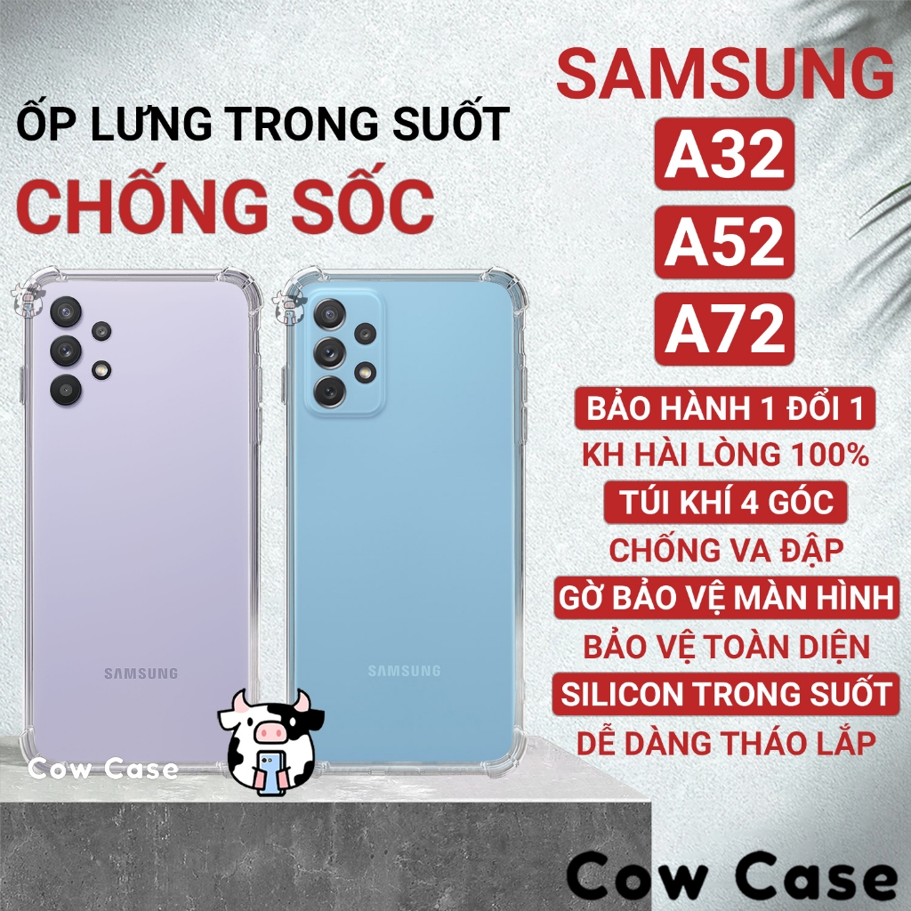 Ốp lưng Samsung A32, A52, A72, A52s 4G|5G chống sốc silicon dẻo trong Cowcase | Vỏ điện thoại SS ...