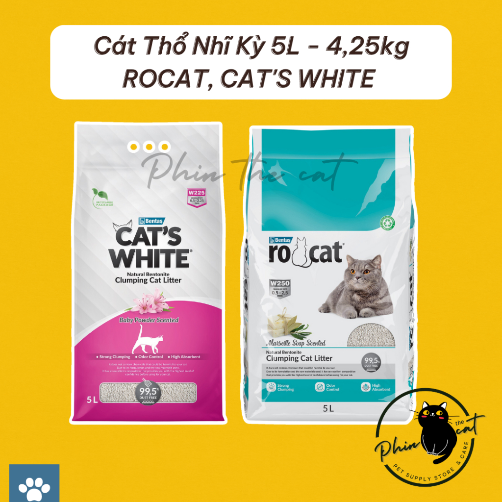 Cát đất sét cho mèo Rocat, Cat's White siêu khử mùi - nhập khẩu Thổ Nhĩ ...