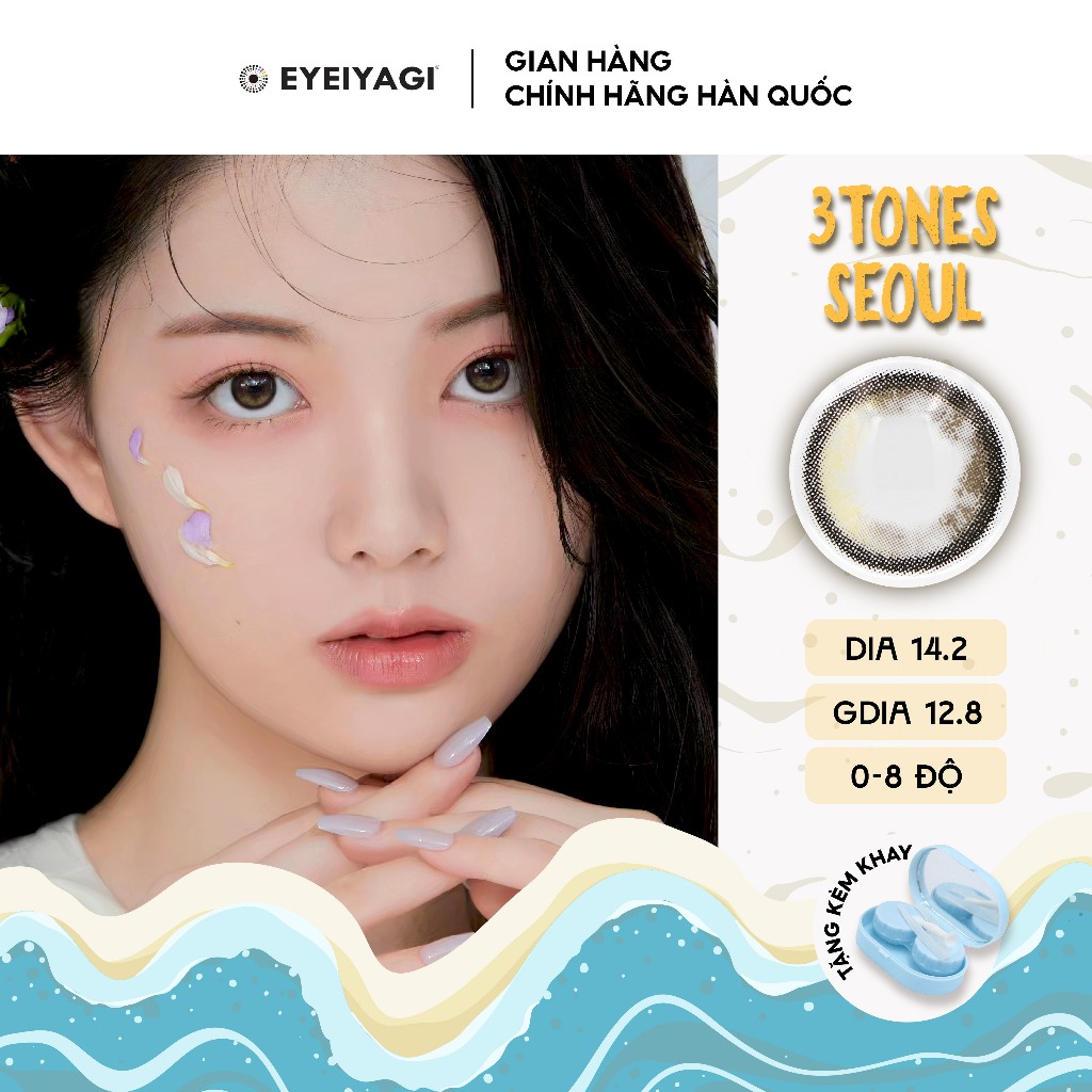 Kính áp tròng EYEIYAGI 3-tones Seoul lens không ngâm Hàn Quốc chất liệu Silicone Hydrogel anti ...