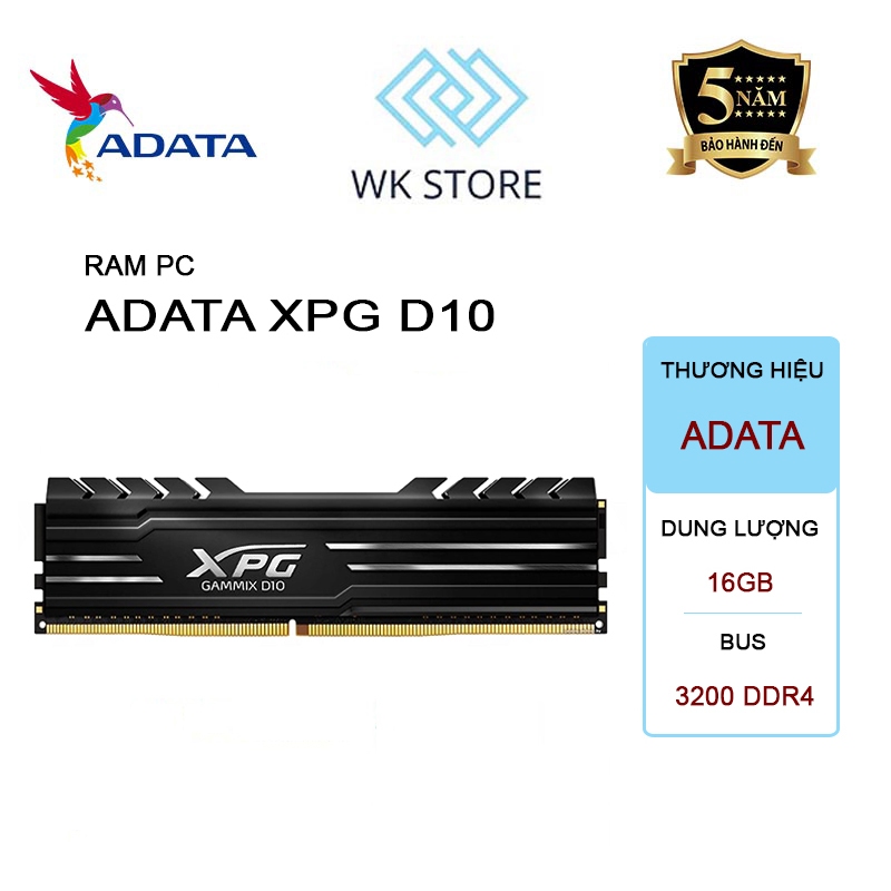 Ram máy tính bàn Adata XPG D10 | 16GB DDR4 | Bus 3200 Mới BH 60T | Shopee Việt Nam