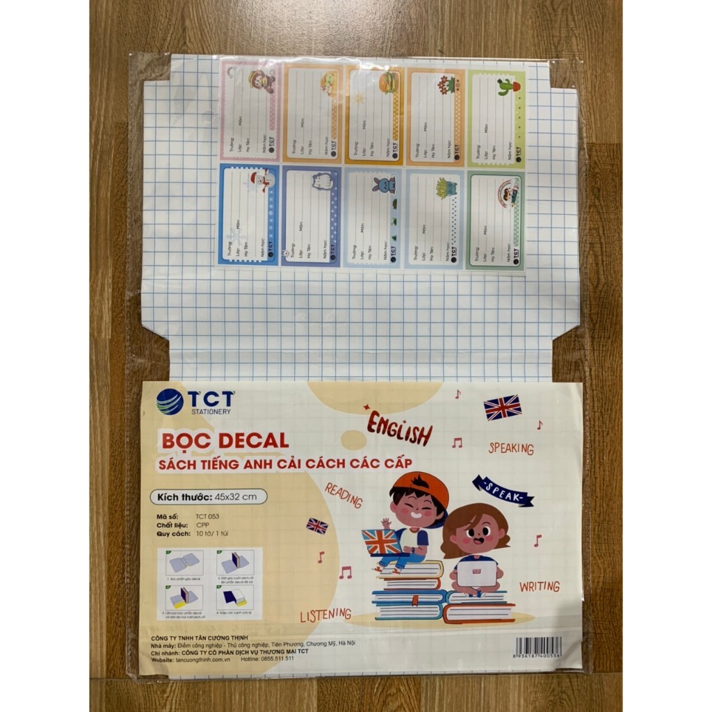 Tập 10 tờ bọc sách vở Decal TCT trong suốt nhiều kích thước - Bọc giáo ...
