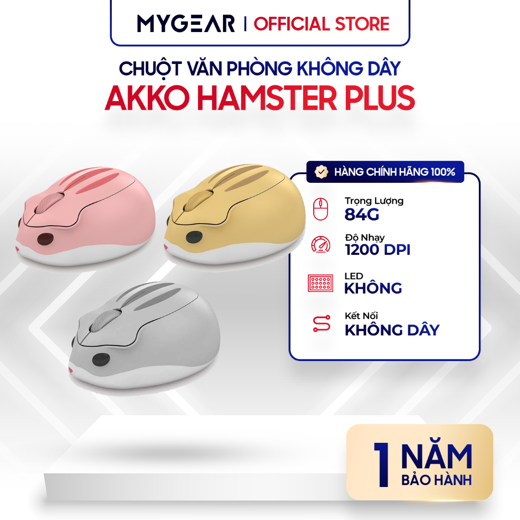 Chuột Văn Phòng Không Dây - AKKO Hamster Plus Mono màu hồng / Hima / Taro dễ thương - Chính hãng ...