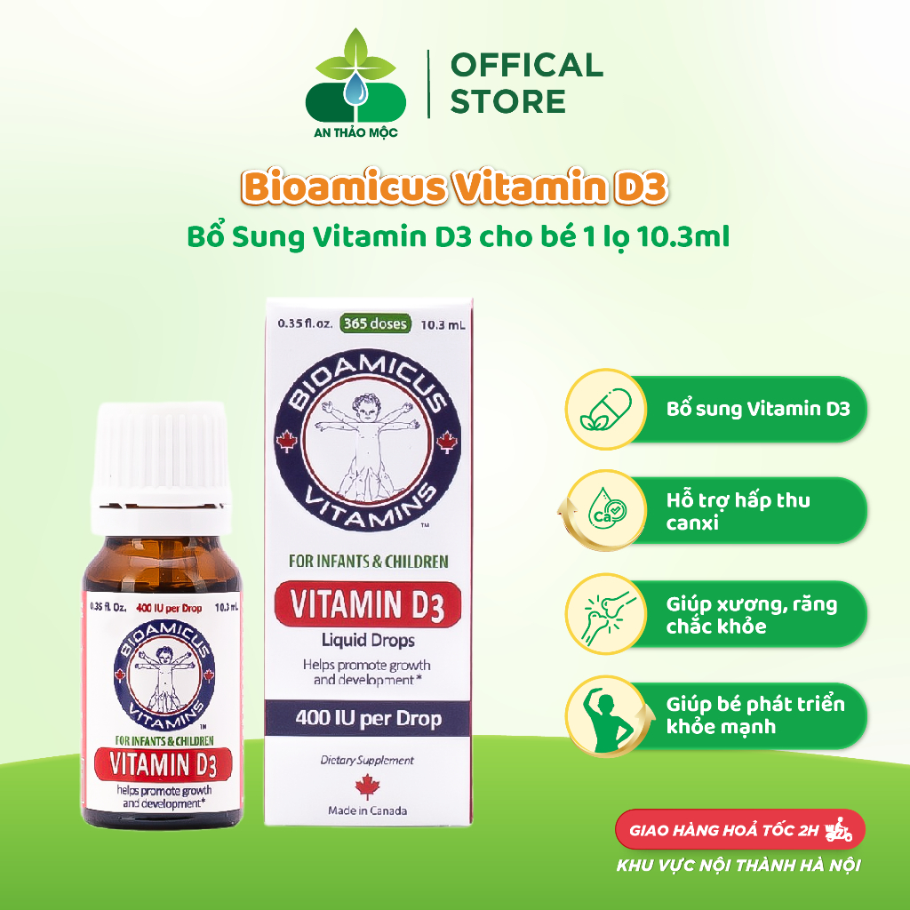 Bioamicus Vitamin D3 bổ sung Vitamin D3 hỗ trợ phát triển xương răng ...