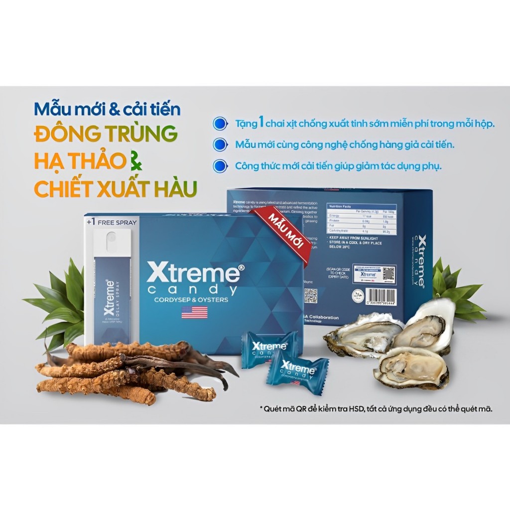 Kẹo Sâm Đông Trùng Hạ Thảo Và Dưỡng Chất Hàu Xtreme Candy (4 - 8 - 24 ...