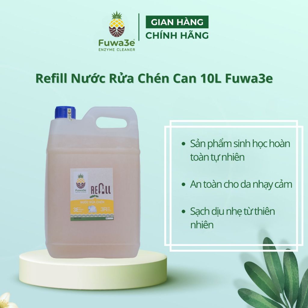 Refill nước rửa chén Fuwa3e can 10L organic Enzyme sinh học khử mùi, an ...