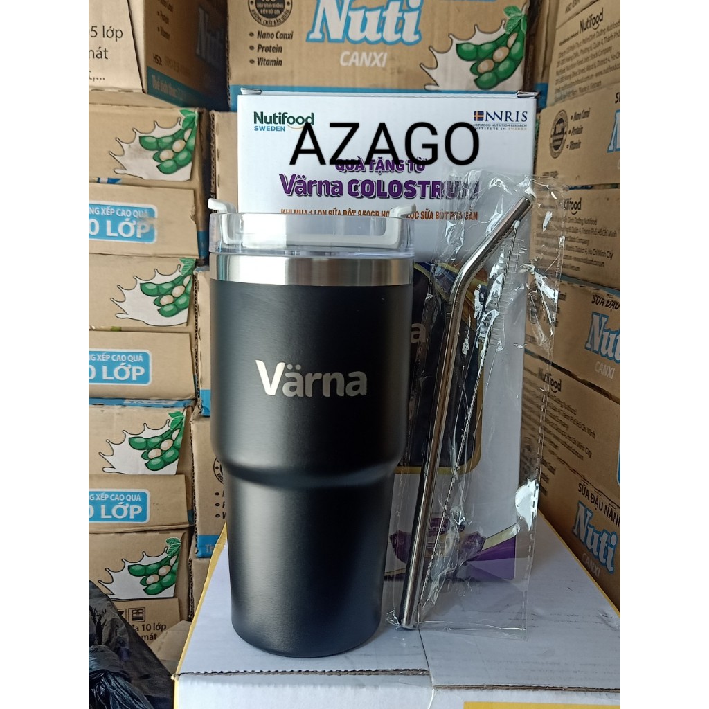 LY UỐNG NƯỚC VARNA (600ML) INOX 304 NutiFood Tặng Kèm ống hút và cọ rửa ...