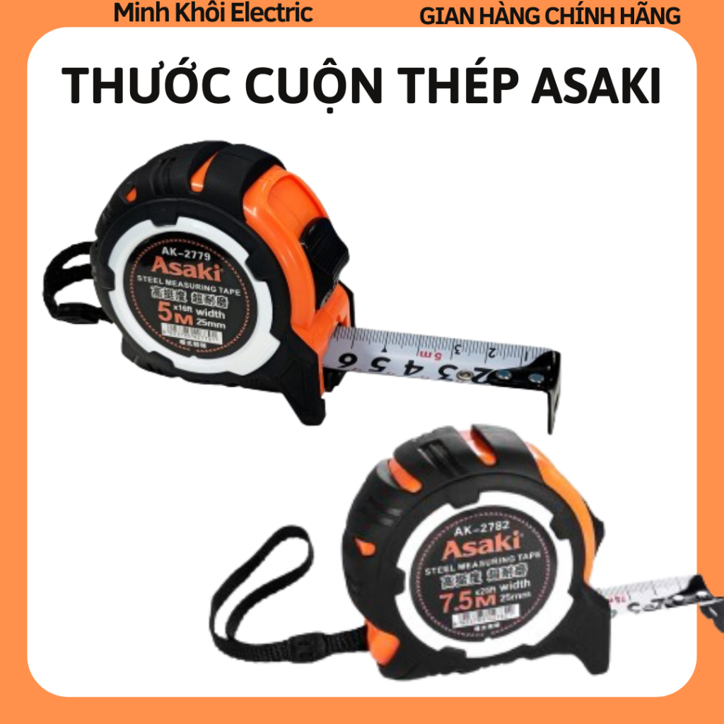 Thước cuộn thép Asaki,thước thép cuộn,thước kéo chống va đập,thước cuộn ...